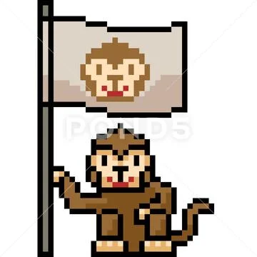 Vector pixel art monkey flag Stock Illustration ~ #85623116