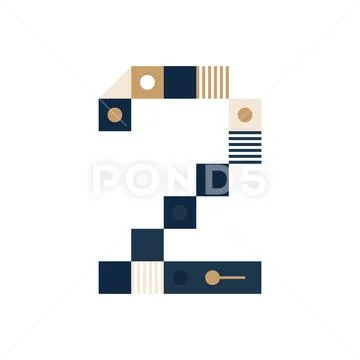 Vector Pixel Art number two. Colorful number 2 Consist of Modules from ...