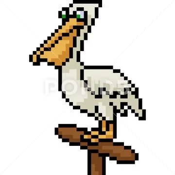 Vector pixel art pelican: Graphic #88757801