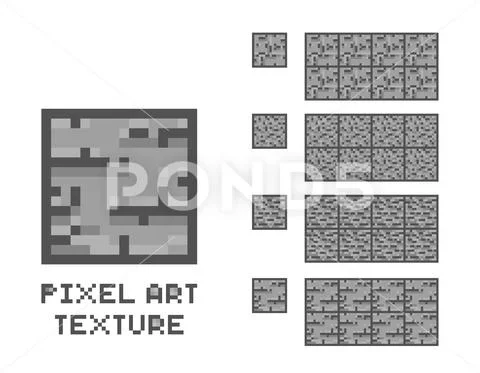 Vector pixel art stone texture. Stone wall pattern. Retro game element ...