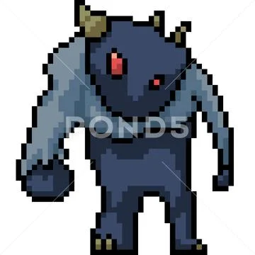 Vector pixel art ugly creature Stock Illustration #114107192