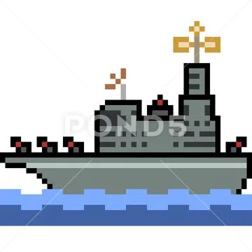 Vector pixel art warship ~ Clip Art ~ Download Now #83952767