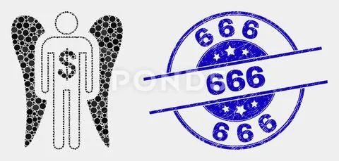 Vector Pixelated Angel Investor Icon and Distress 666 Stamp: Royalty ...