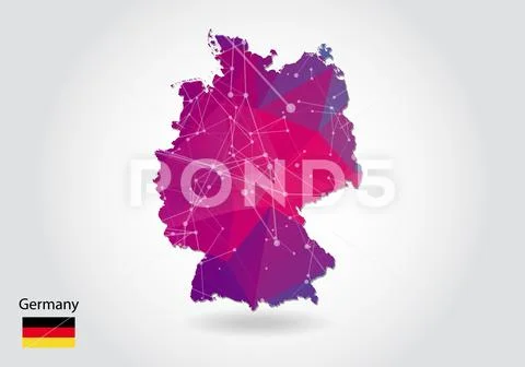Vector polygonal germany map. Low poly design. map made of triangles on ...