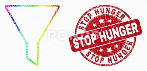 Vector Rainbow Colored Pixelated Filter Icon and Distress Stop Hunger ...