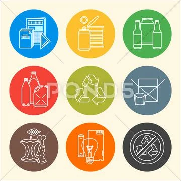 Vector recycle waste segregation icons. ~ Clip Art #62526491