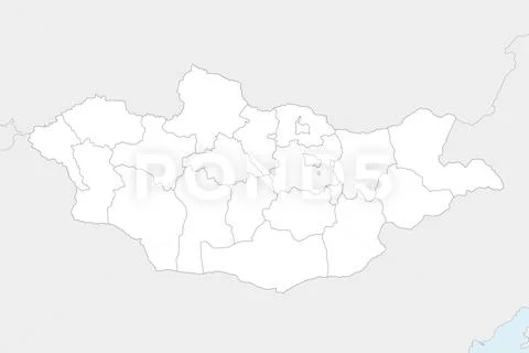 Vector regional blank map of Mongolia with provinces and administrative ...