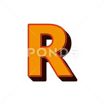 Vector Retro 3D Font with shadow LETTER R: Royalty Free #143246266