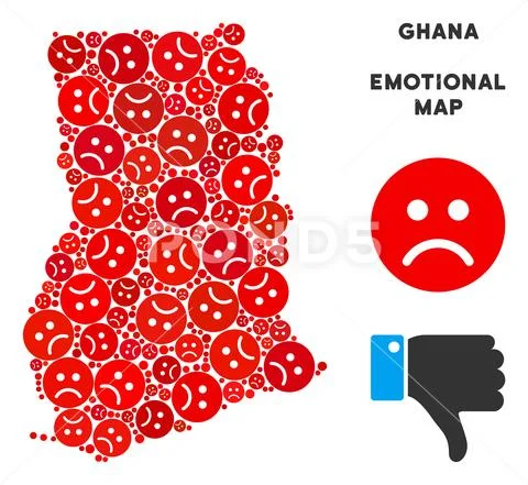 Vector Sadness Ghana Map Composition of Sad Emojis: Graphic #91737257