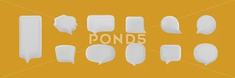 Vector set of 3D dialog boxes for communication on isolated background ...