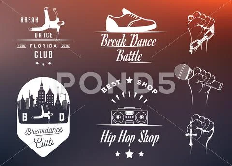 Vector Set of Badges, Logos and Sign Break Dance: Graphic #67971505