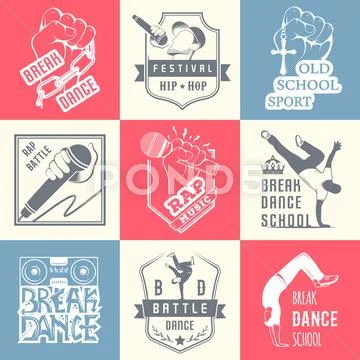 Vector Set of Badges, Logos and Sign Break Dance ~ Clip Art #67972743