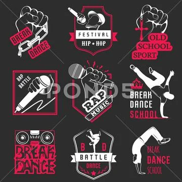 Vector Set of Badges, Logos and Sign Break Dance Illustration #67977292