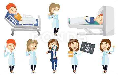 Vector set of doctor characters and patients: Royalty Free #71444926