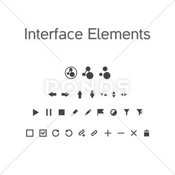 Vector set of interface elements, ui kit icons, pictograms for ...
