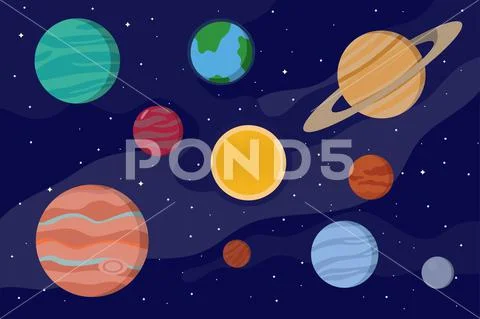 Vector set of planets in solar system. Astronomy concept.: Royalty Free ...