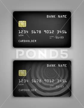 Vector set Realistic credit bank card mockup. Black gradient pattern ...