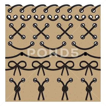 Vector set seamless brushes of the twisted wire rope design frames ...