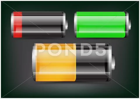 Vector set of transparent battery illustration. Illustration #54909100