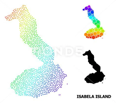 Vector Spectral Dotted Map of Galapagos - Isabela Island: Graphic ...