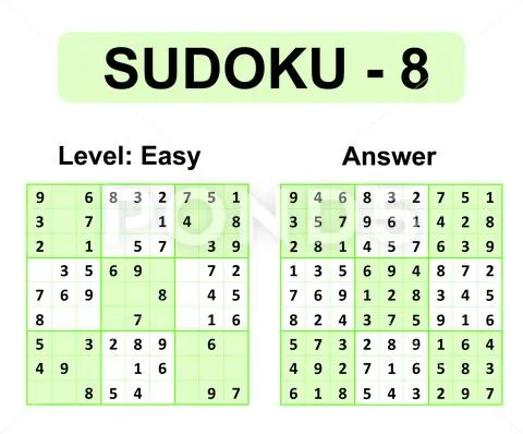 Vector Sudoku game with solution. Modern and simple vector. Easy level ...