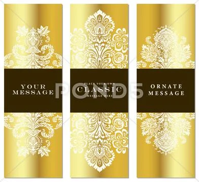 Vector tall gold frame and label set ~ Clip Art #33791175