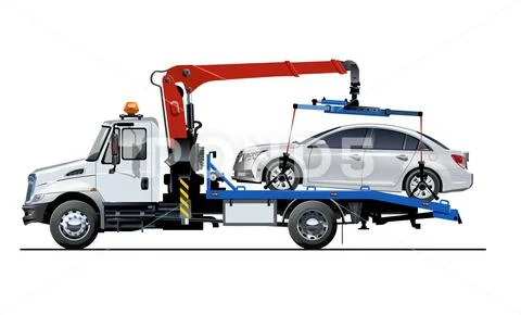 Vector tow truck template isolated on white ~ Clip Art #91174715