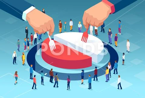 Vector of two big business men dividing financial pie chart, profits ...