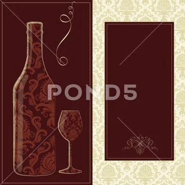 Vector wine card. Creative wine card for menu. Design template: Royalty ...
