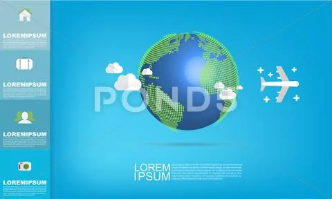 Vector world map with copy space vector on light blue background ...