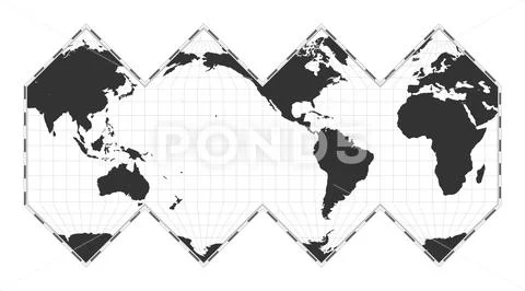 Vector world map. HEALPix projection. Plain world geographical map with ...