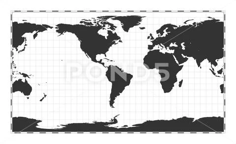 Vector world map. Patterson cylindrical projection. Plain world ...