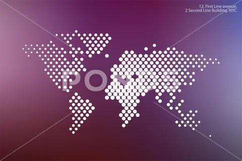 Vector world map with rounds, spots, dots for business templates ...
