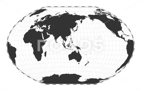 Vector world map. Winkel tripel projection. Plain world geographical ...