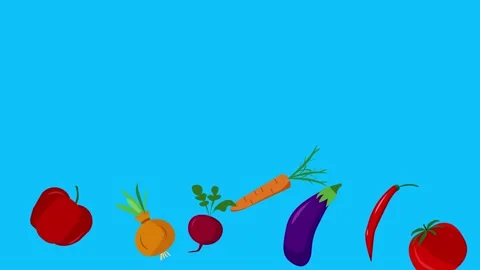 Vegetables animation on blue screen chro... | Stock Video | Pond5