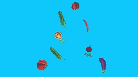 Vegetables animation on blue screen chro... | Stock Video | Pond5