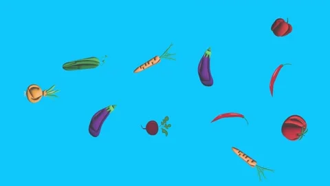 Vegetables animation on blue screen chro... | Stock Video | Pond5