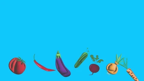 Vegetables animation on blue screen chro... | Stock Video | Pond5