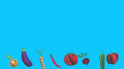 Vegetables animation on blue screen chro... | Stock Video | Pond5