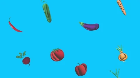 Vegetables animation on blue screen chro... | Stock Video | Pond5
