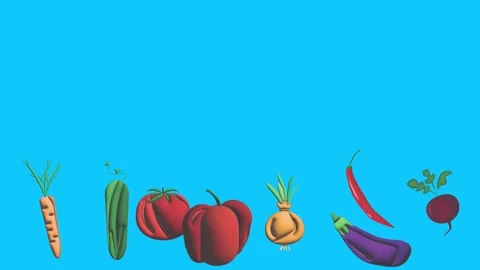 Vegetables animation on blue screen chro... | Stock Video | Pond5