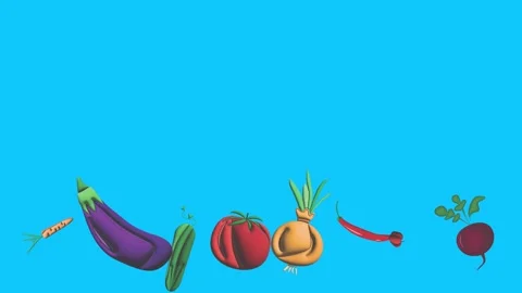 Vegetables animation on blue screen chro... | Stock Video | Pond5