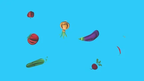 Vegetables animation on blue screen chro... | Stock Video | Pond5
