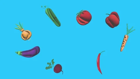Vegetables animation on blue screen chro... | Stock Video | Pond5