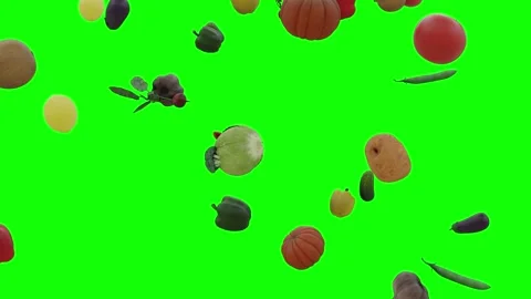 Vegetables Falling on Green Screen with ... | Stock Video | Pond5