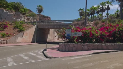 Vehicle takes left on road fork. Roads a... | Stock Video | Pond5