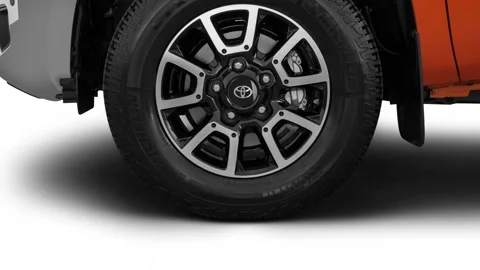 Vehicle wheel close up side view in stud... | Stock Video | Pond5