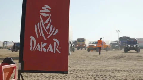 Vehicles At The Dakar Rally Camp With Da... | Stock Video | Pond5