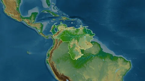 Venezuela map - extract. Regions. Physic... | Stock Video | Pond5