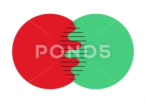 Venn diagram 2 circle with line chart infographic sign.: Graphic #221401837